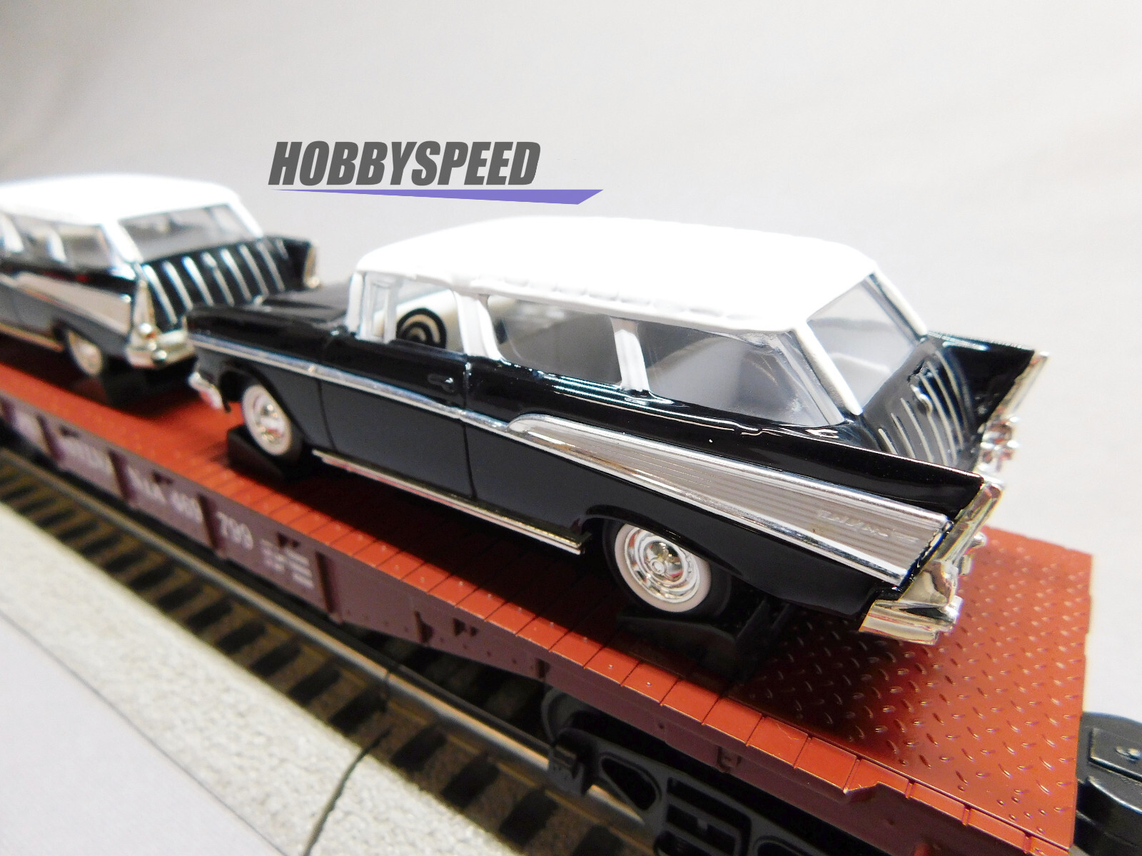 MTH RAILKING PENNSYLVANIA RAILROAD FLAT CAR W/ CHEVY NOMAD train 30 ...