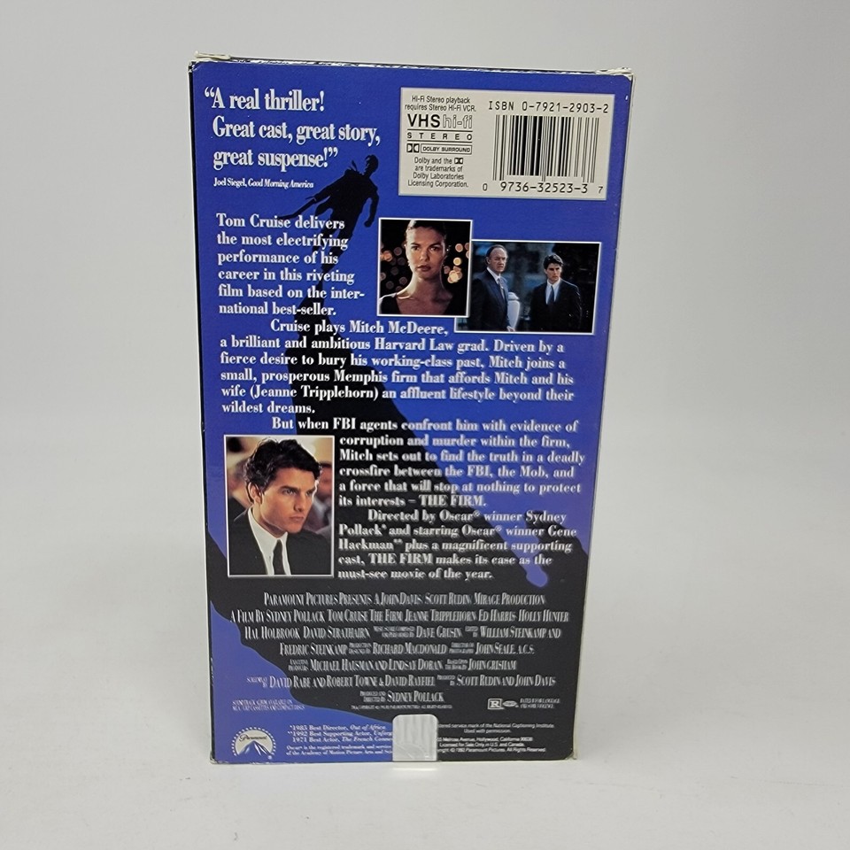 The Firm (VHS, 1993) Tom Cruise Sidney Pollack Holly Hunter Ed Harris ...