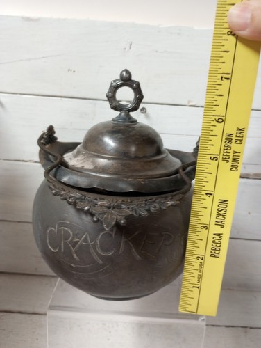 Vintage Rockford Silver PCO Quadruple Plate Etched Cracker Pot Jar With ...