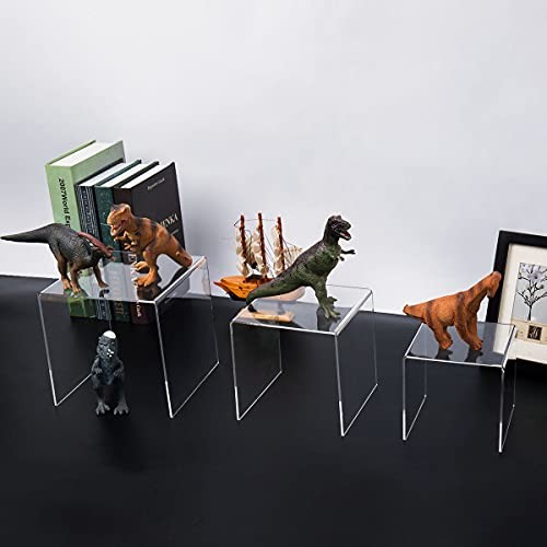 HIIMIEI Clear Acrylic Display Risers 2 Sets, 3-Tier Risers Stands ...