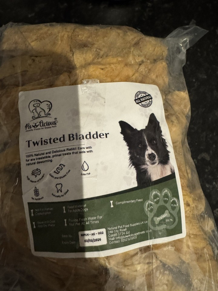 Beef Twisted Bladder for Dogs Chews 100% Natural Dried Pet Treats ...