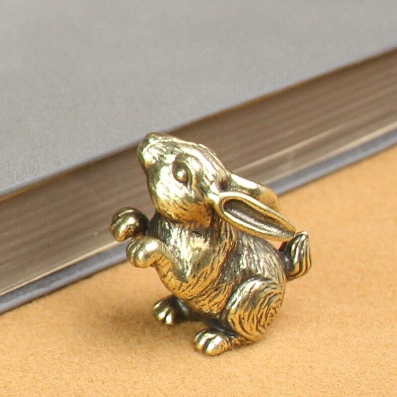 2pcs Brass Rabbit Figurine Statue Animal Figurines Home Table ...