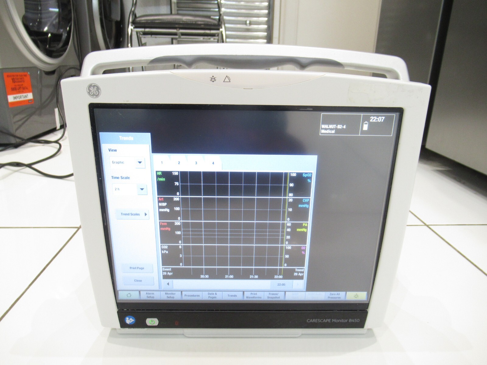 GE HEALTHCARE CARESCAPE B450 CRITICARE 2 TOUCH SCREEN BEDSIDE PATIENT ...
