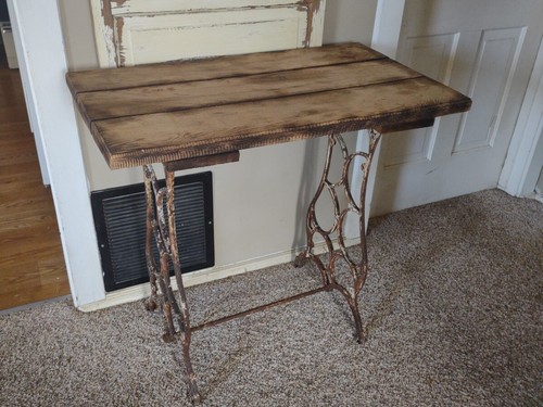 Antique Cast Iron Heavy Duty Treadle Base Table Sewing Machine ...