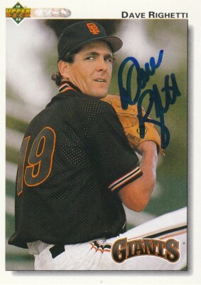DAVE RIGHETTI SAN FRANCISCO GIANTS SIGNED 1992 UPPER DECK CARD #171 | eBay
