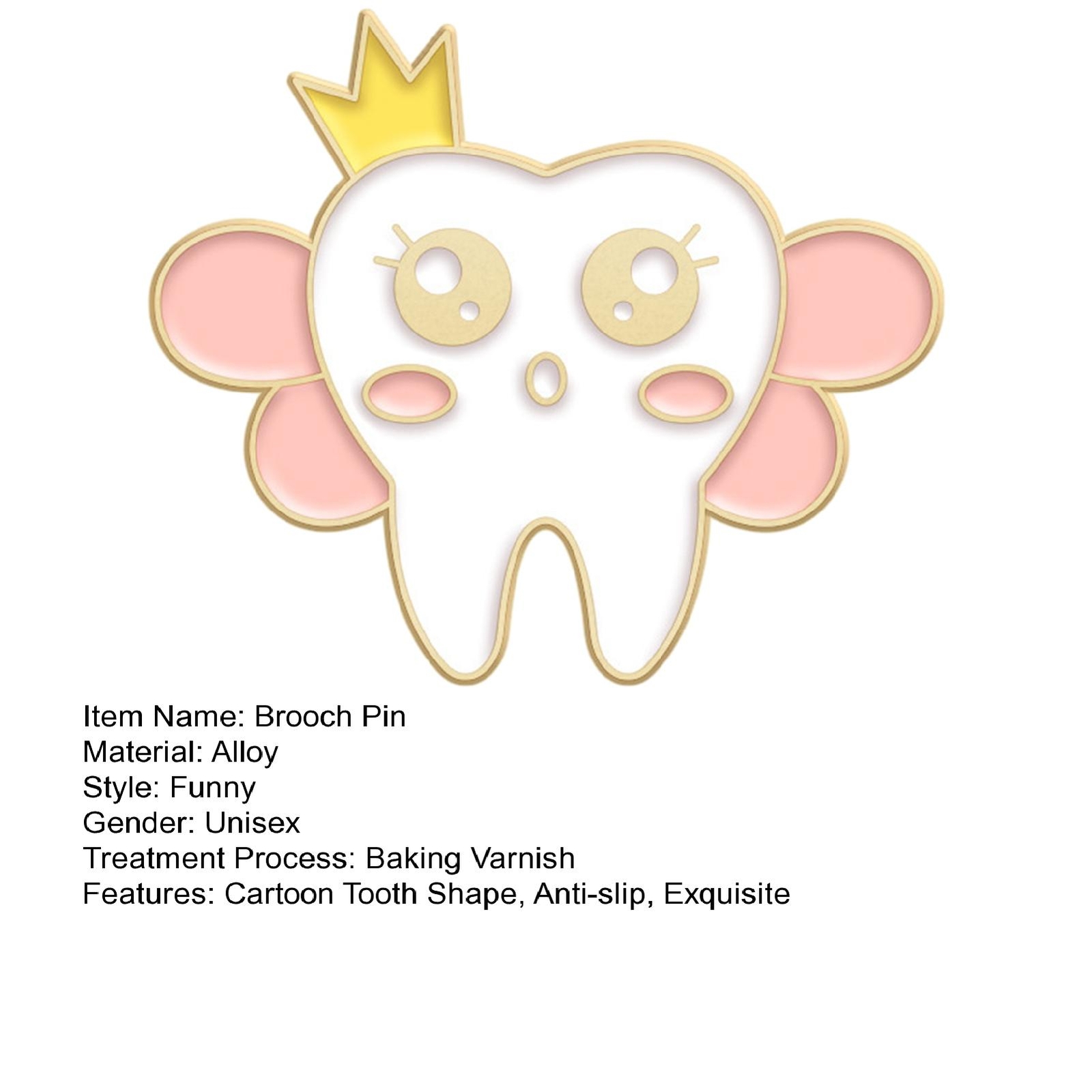 Funny Tooth Shape Brooch Whimsical Enamel Pin Dentist Lapel Badge ...