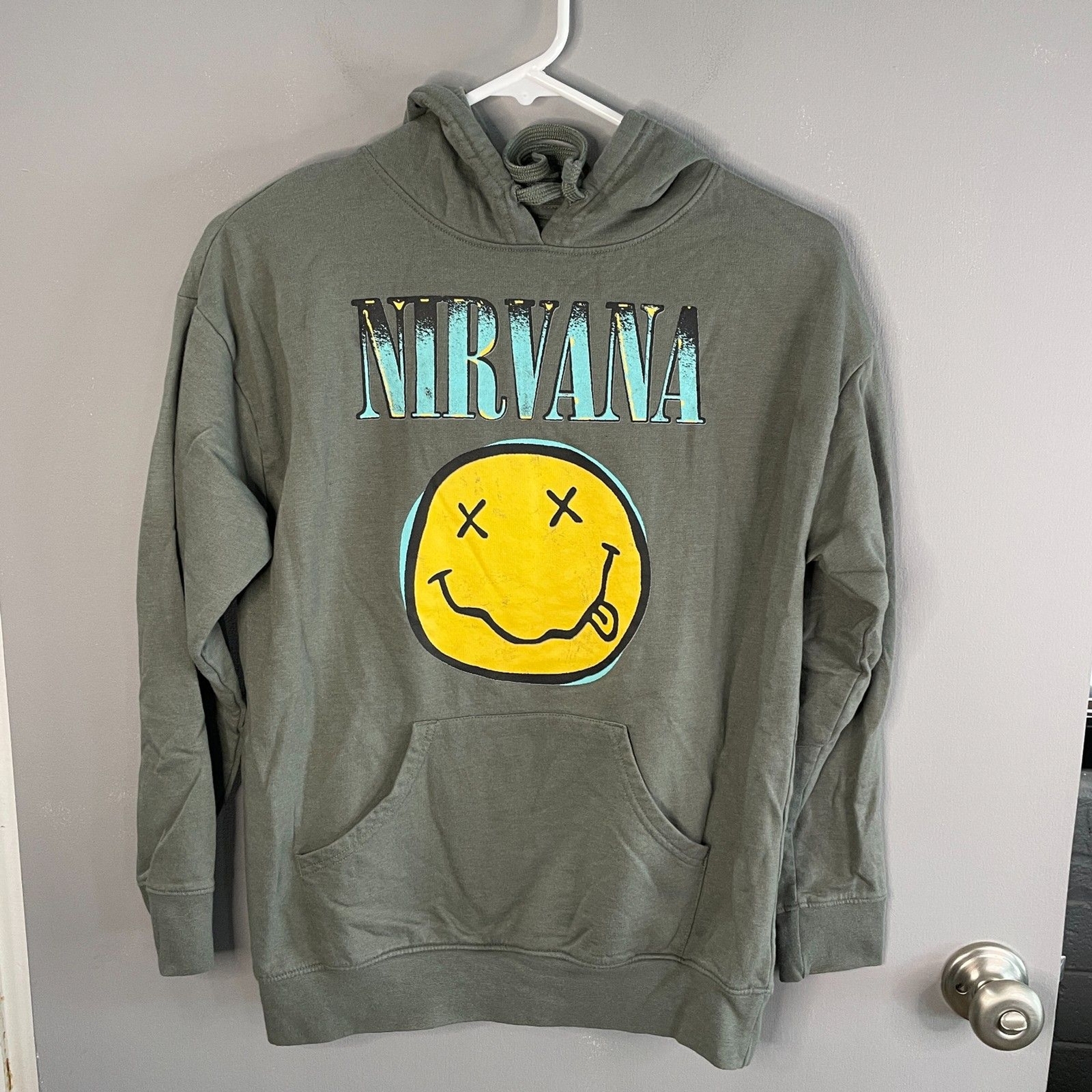 Nirvana Womens S Nevermind Smiley Face Grunge Pullove… - Gem