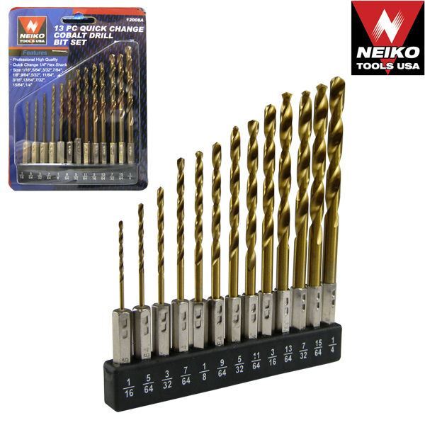 13pc Cobalt Quick Change Hex Shank Drill Bit Set HSS Power BITS Tool ...