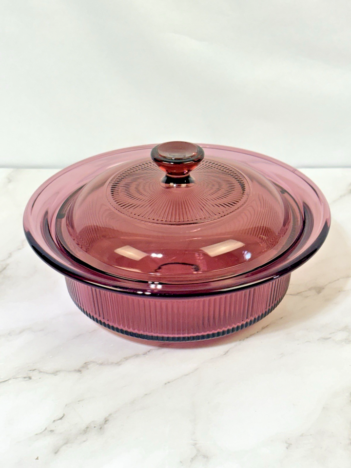 Vintage Pyrex VISION Corning Ware 24oz Cranberry V-30-B Casserole Dish ...
