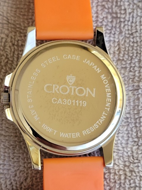 Croton CA301119 Watch Mens Orange Band Fresh battery for sale online | eBay