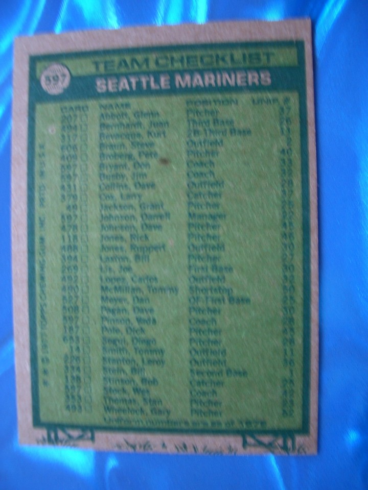 1977 Topps Baseball Card #597 Seattle Mariners Team Checklist NM | eBay