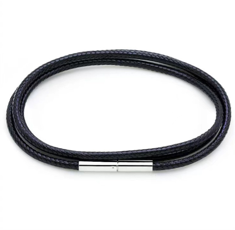 1.0mm Black Red Rope Leather Cord Chain Necklace Stainless Steel Clasp ...