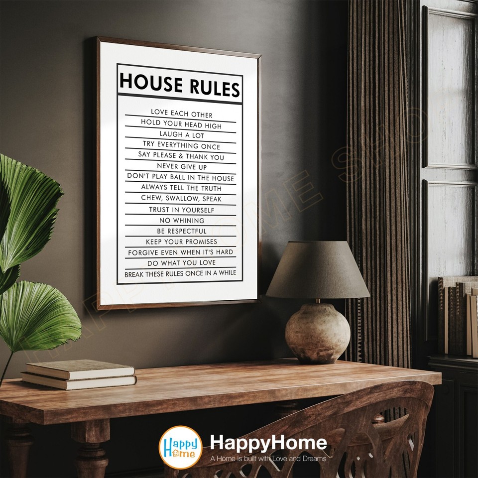 House Rules Wall Art Family Rules Home Sign Homewarming Prints Wall ...