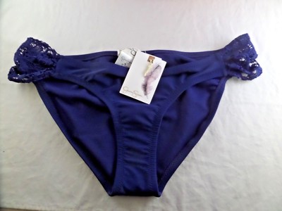 Jessica Simpson Flower Power Side Shirred Hipster Bikini Bottom Blue Sz ...