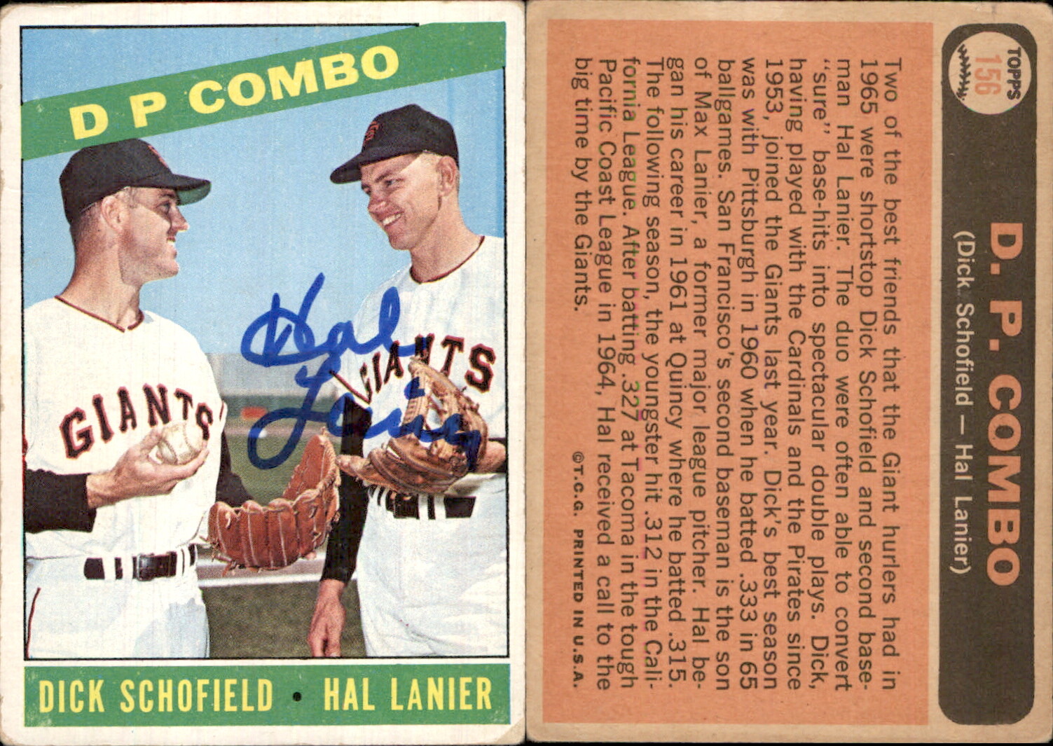 Hal Lanier Signed 1966 Topps #156 Card San Francisco Giants Auto AU | eBay
