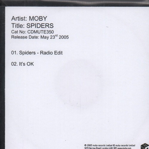 Moby Spiders CDr UK Mute 2005 official cdr promo in company info sleeve ...