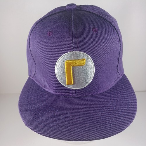 Waluigi Super Mario Bros Hat Cap Snap Back One Size Adjustable Purple ...