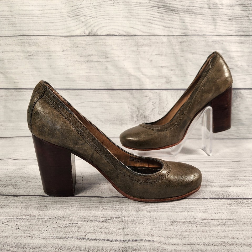FRYE Leather Carson Pump Shoes Women's 6.5M Distressed Green/ Brown ...