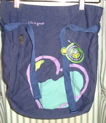 NWTS! LIFE IS GOOD CANVAS TOTE/ BACKPACK WITH SCREENPRINT HEART | eBay