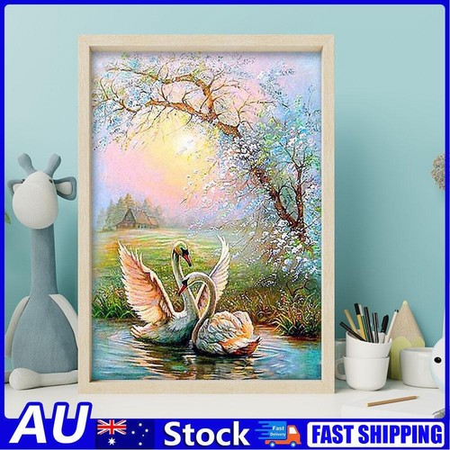 Full Cross Stitch 11CT Cotton Thread DIY Swan Printed Embroidery Kits ...