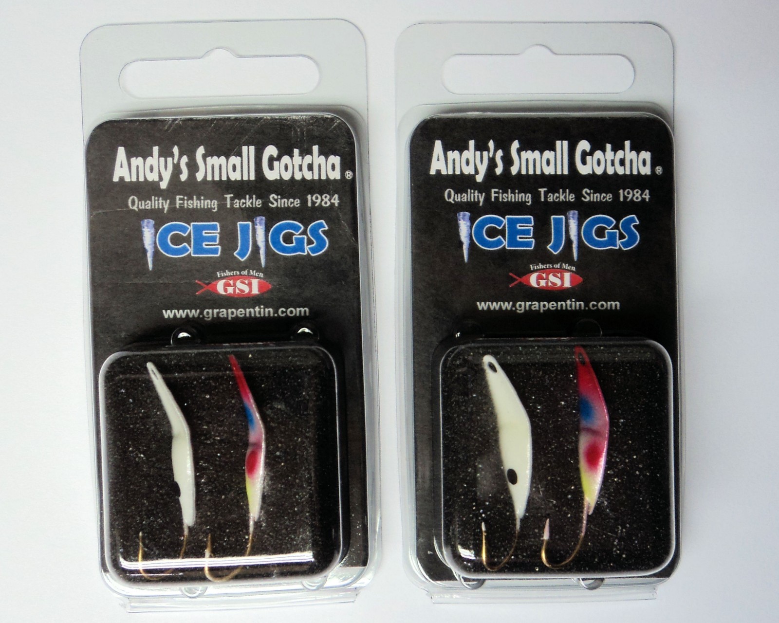 Andy's Small Gotcha Ice Jigs, TWO Packs (2 per pk), #2 Willow, #8 Hook ...