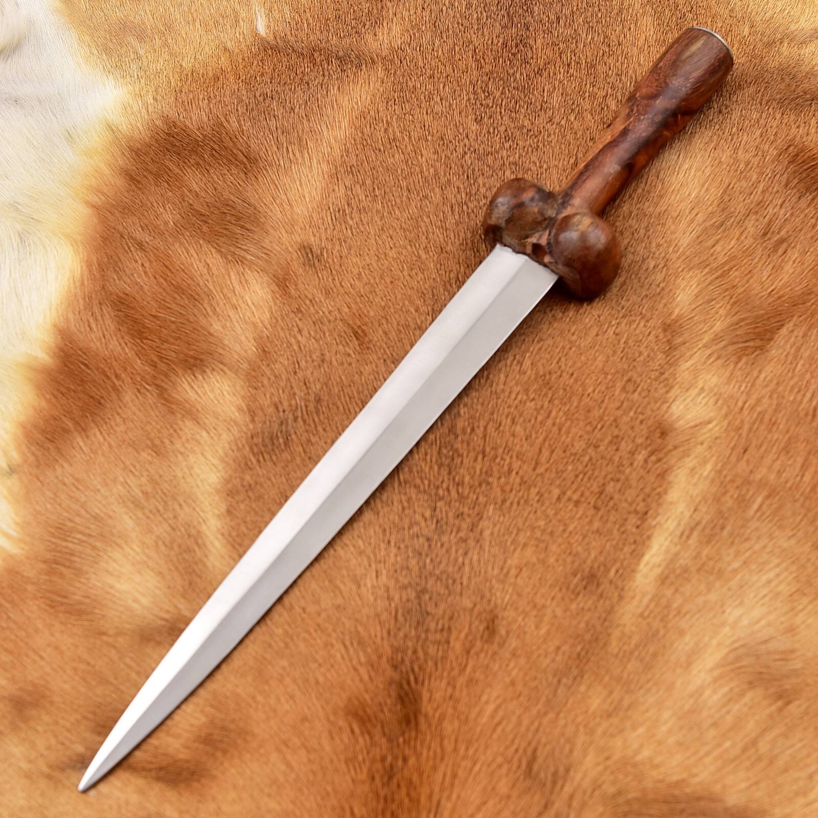 Hand Made Carbon Steel Blunt Edge Medieval Bollock Dagger With Leather ...