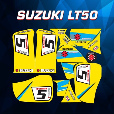 suzuki lt50 quad graphics stickers decals name & number mx laminate ...
