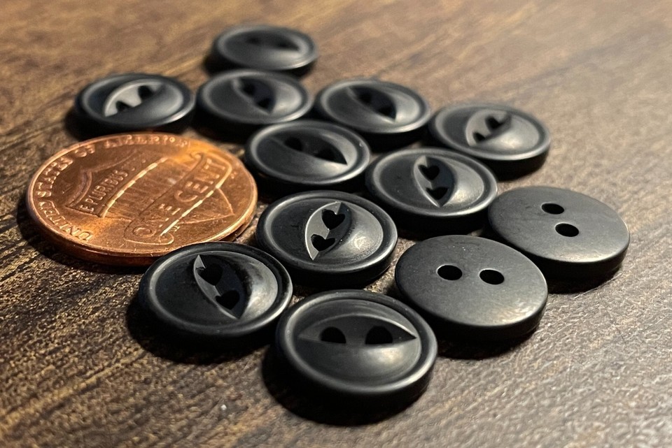 12 Vintage NOS Black Plastic Cat Eye Buttons Sew-through 2-hole 7/16 ...