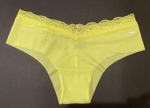 NWT VICTORIA SECRET NEON YELLOW LACE TOP TRIM NO SHOW RAW CUT CHEEKSTER ...