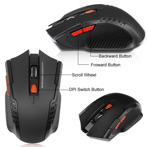 Gaming mouse 2.4GHz Wireless Mouse 6 Buttons USB Receiver For PC Laptop ...