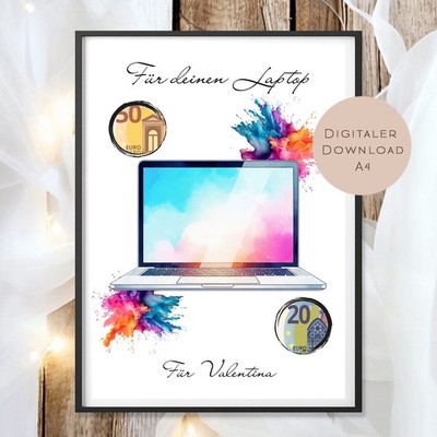 Geldgeschenk Geburtstag Laptop Computer PC Gutschein Geld schenke ...