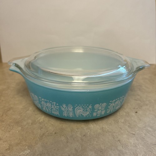 Pyrex Amish Butterprint Turquoise Casserole Dish 471 1 PT with Lid ...