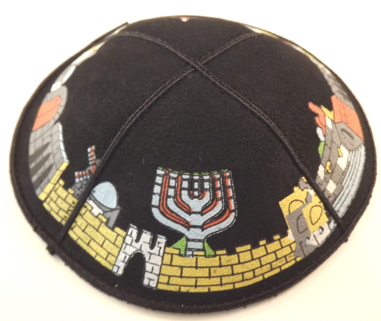 Black Suede Jerusalem Israel Yarmulke Kippah 16 cm Jewish Hat Kippa ...