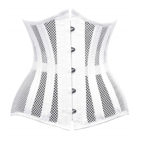 Women's Double Steel Boned Corset Mesh Waist Trainer Underbust Corset ...