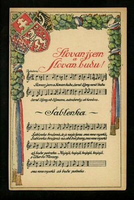 Music postcard Czechoslovakia Song Sheet Score F.J.P. #10 Slovanjsem ...