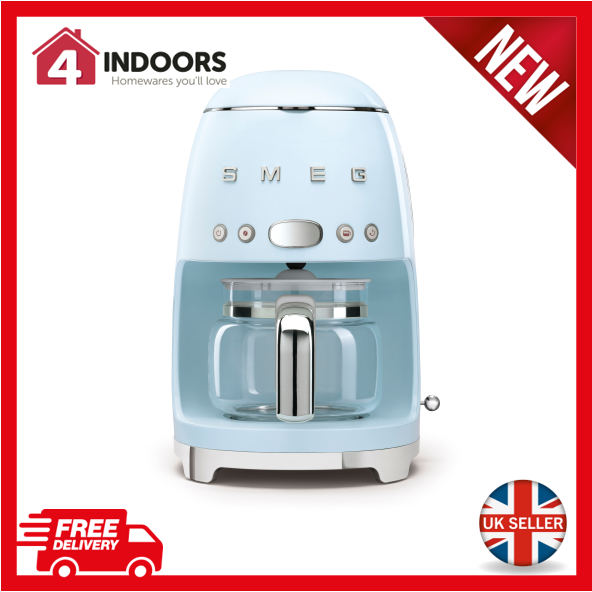 Smeg DCF02PBUK Drip Coffee Machine Pastel Blue 1-4 cup function ...