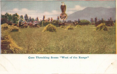 Eagle Case Threshing Scene " West of the Range", Printed Postcard ...