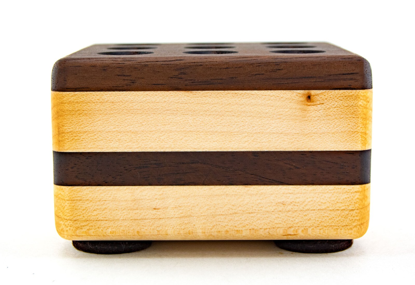 Wooden Block Pen Holder Stand Artisan Handcrafted Walnut & Maple Wood 9 Lg Holes | eBay