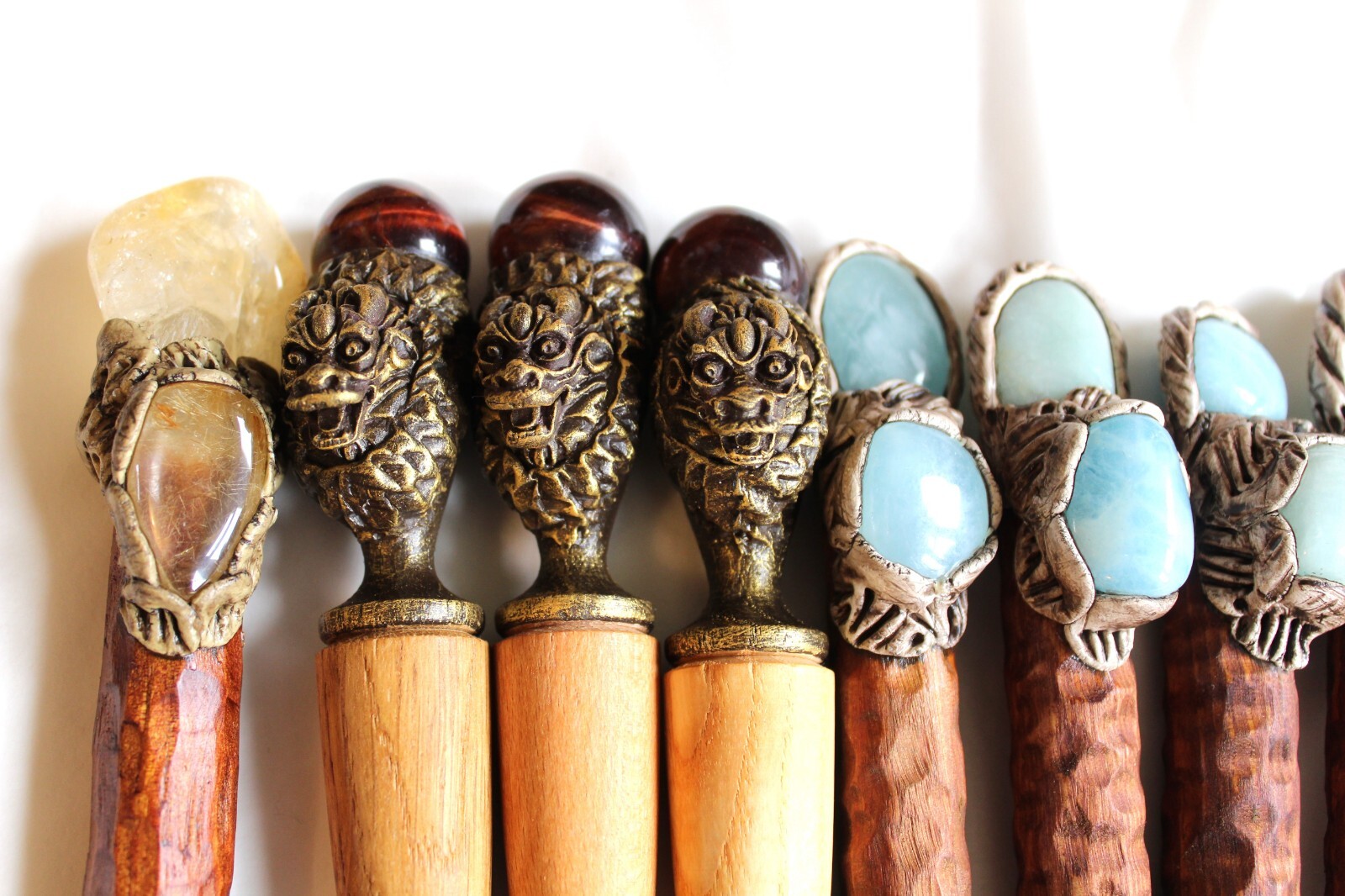 Magic wands, collection of 21 crystal and wood wands, spell casting and ...