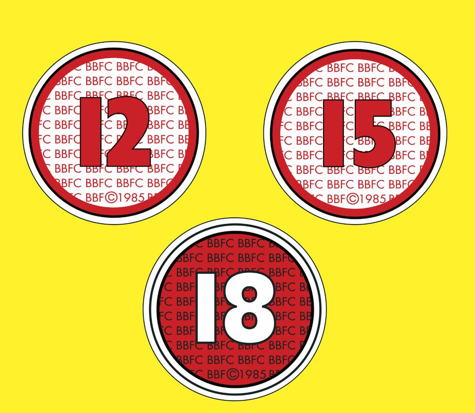 BBFC Classification Rating Stickers Labels 12, 15 or 18 Ideal For Films ...
