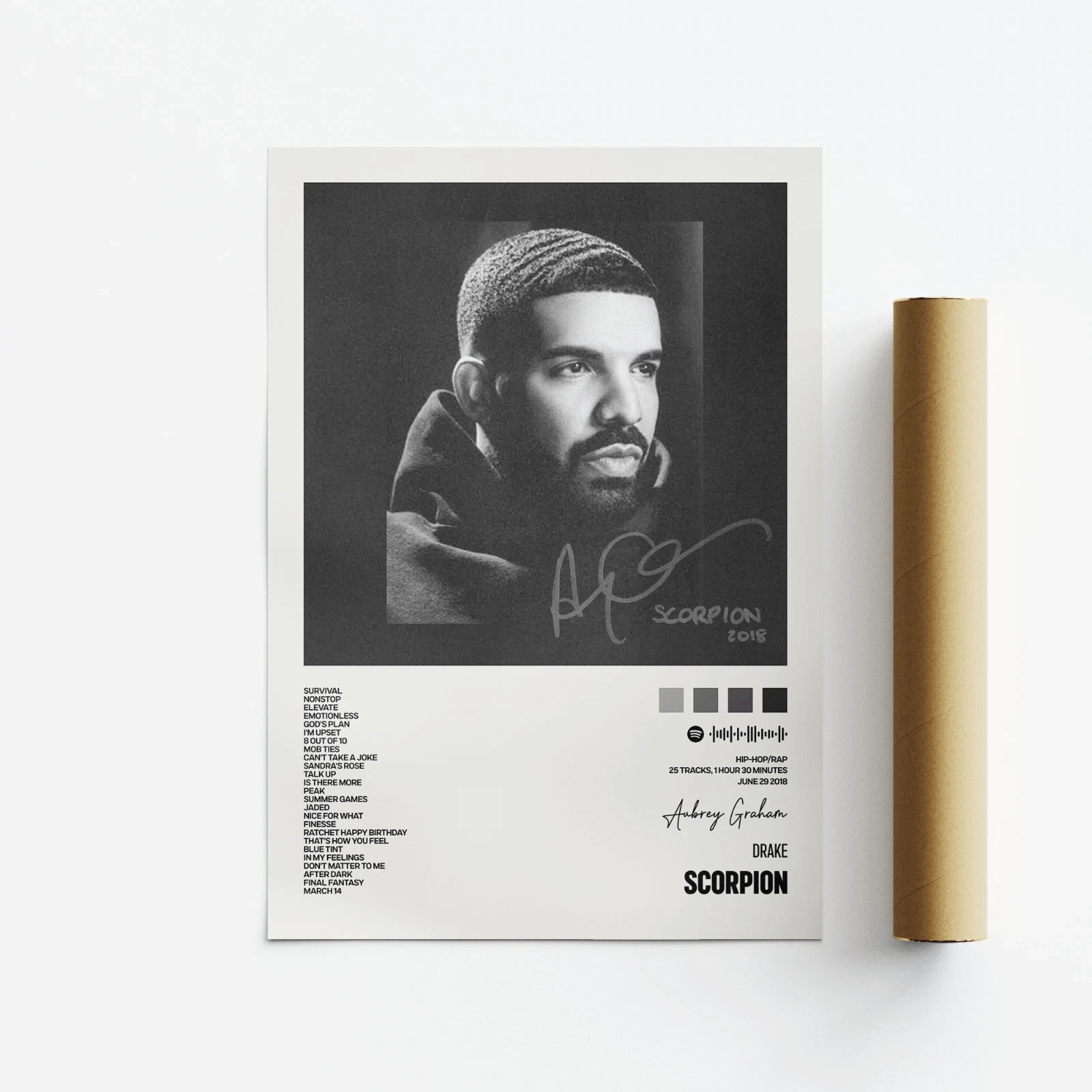 Drake, Scorpion, Album Art Poster, Print, Music, Tracklist 11x17 | eBay