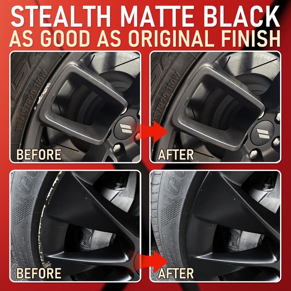 Matte Black Rim Touch Up Paint Wheel Scratch Repair Kit Curb Rash ...