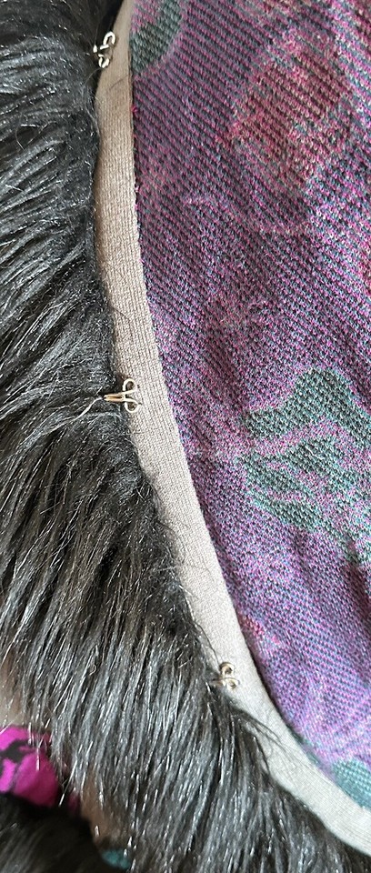 Betsey Johnson Spider Rose Sweater Coat Duster Vintage Faux Fur Purple ...