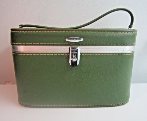VTG Sears Featherlite Cosmetic Train Case Luggage GREEN in FABULOUS ...