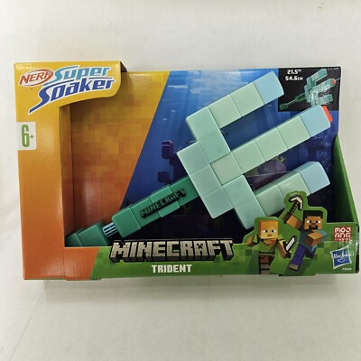 Nerf Super Soaker Minecraft Trident Water Blaster Pull Back Plunger ...