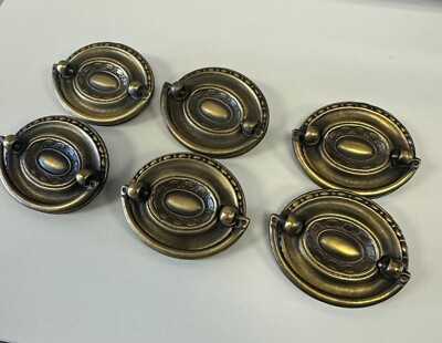 Hepplewhite Duncan Phyfe? Brass Antique Hardware Oval Drawer Pull 1 1/ ...