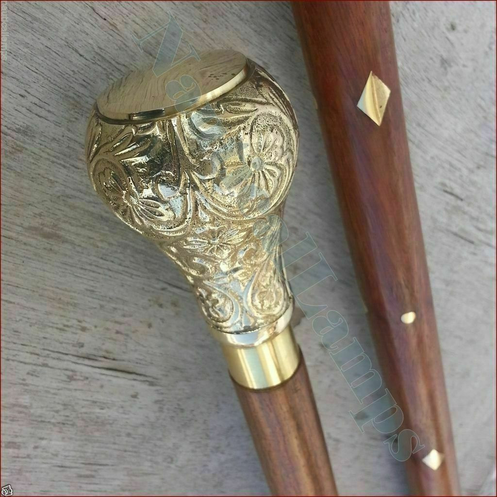 Antique Style Brass knob Round Head Handle Wooden Wal… - Gem