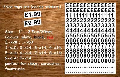 Price Stickers Decals Numbers Digits Price Tags Sale Stickers 25mm ...