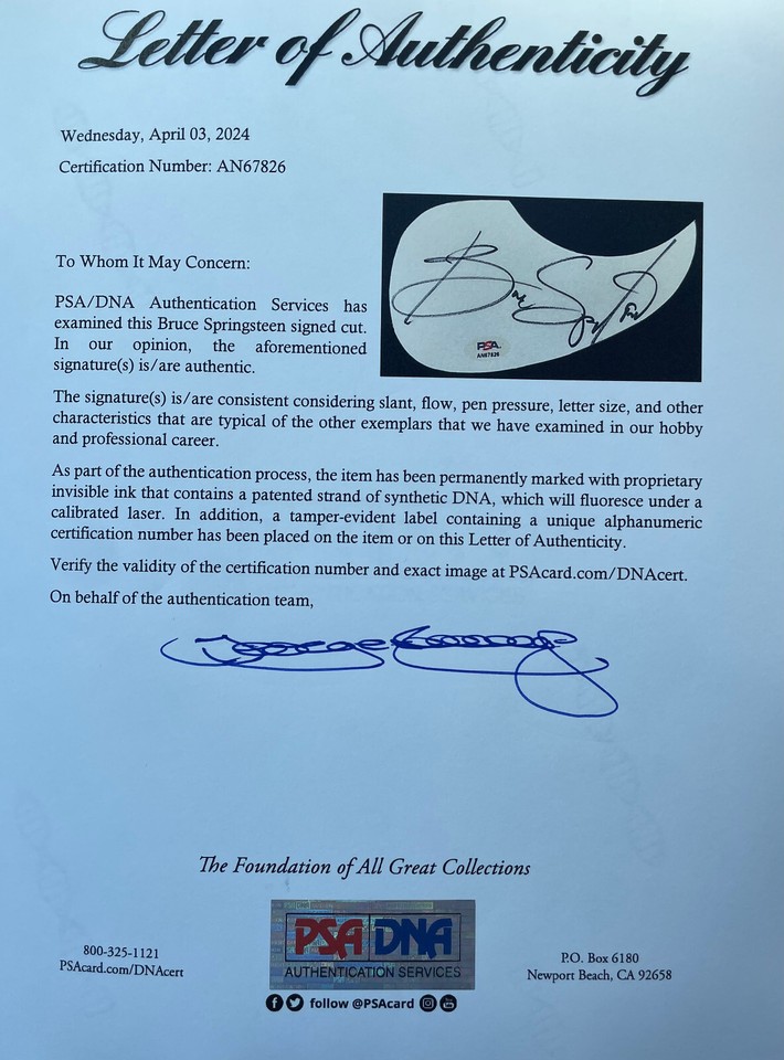 Bruce Springsteen Signed Autographed Born In The USA Full Size Guitar ...