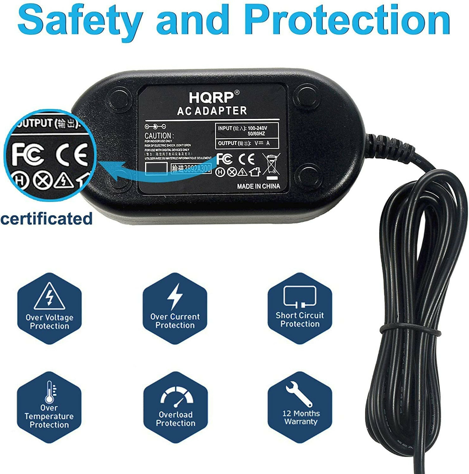 HQRP Adaptador de corriente para Kodak EasyShare Z812 IS, Z8612 IS ...